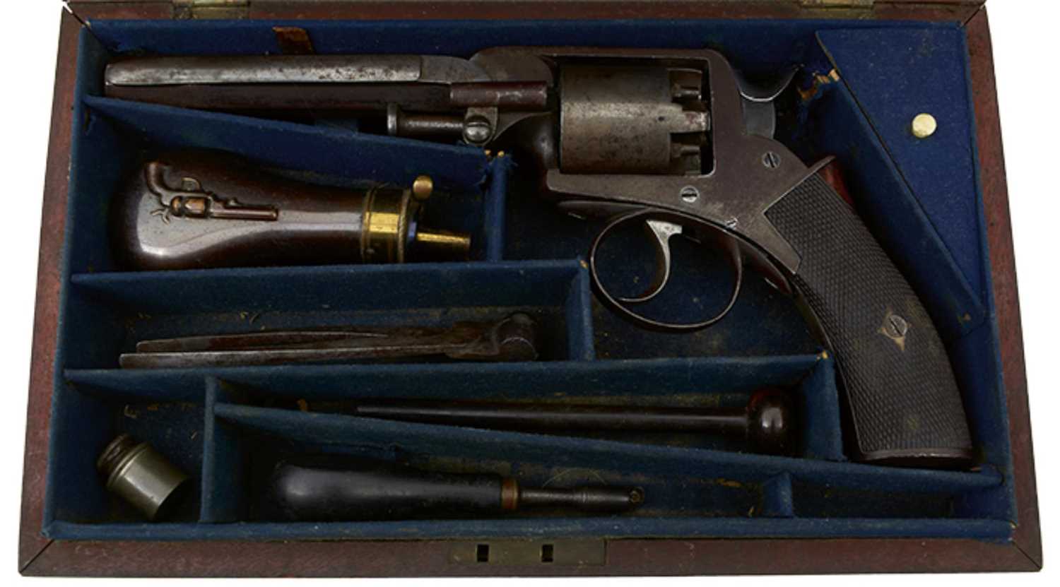 Lot 318 - A CASED 54-BORE FIVE-SHOT WEBLEY SOLID FRAME