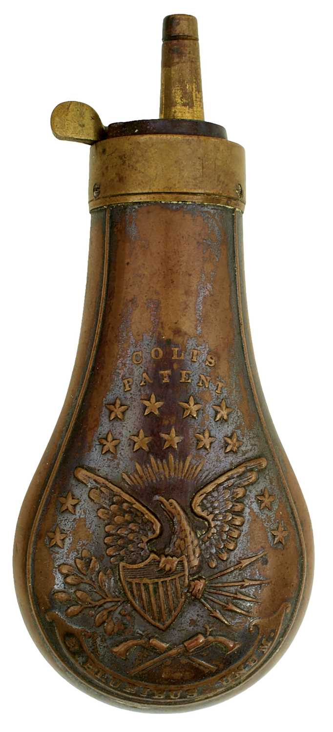Lot 469 - A COLT'S PATENT EAGLE POWDER FLASK,