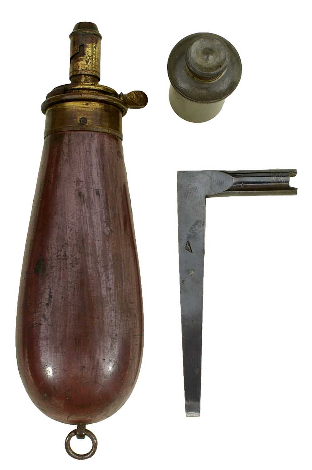 Lot 474 - A DIXON & SONS REVOLVER POWDER FLASK,