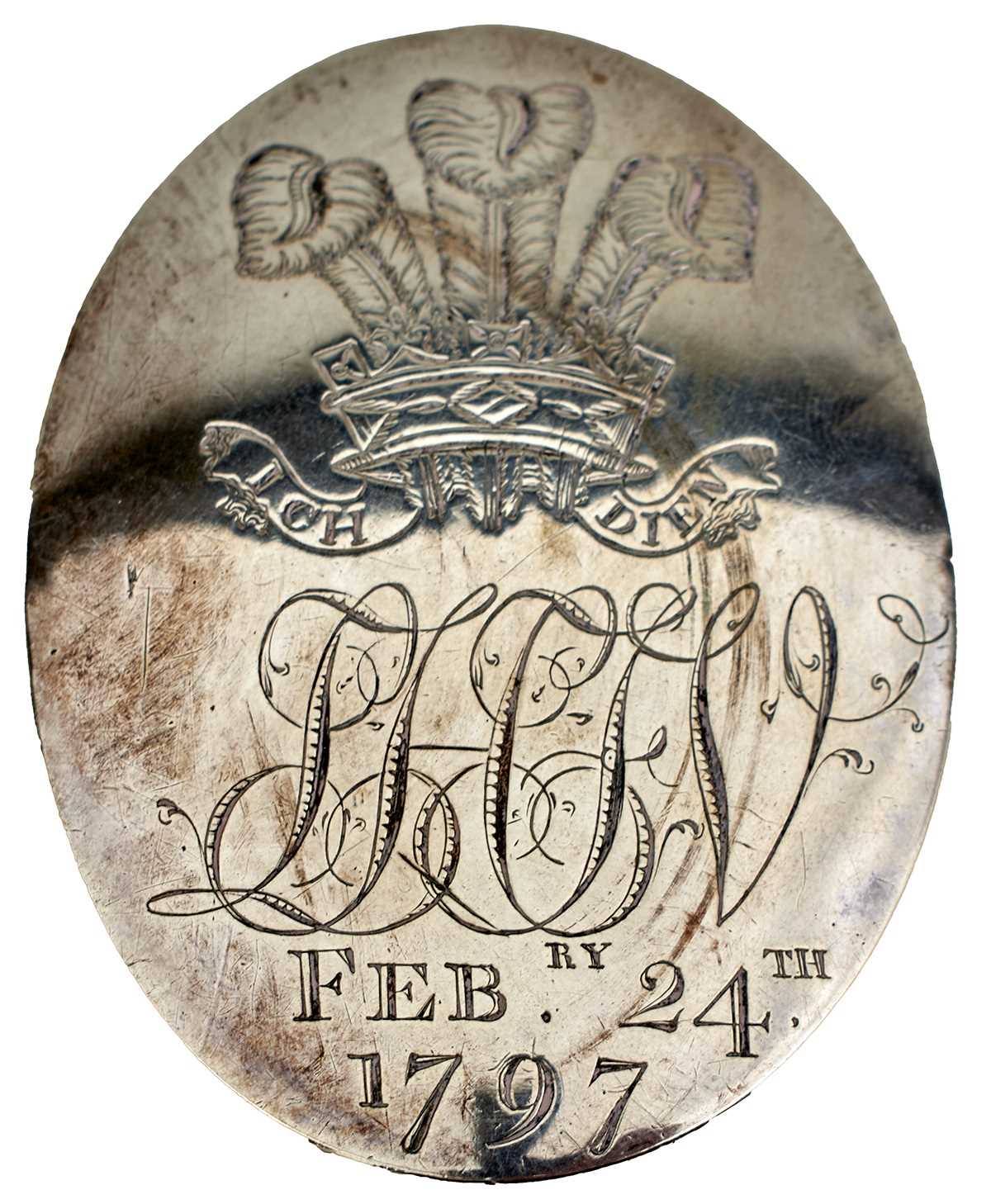 Lot 765 - A GEORGIAN OFFICER'S SILVER SHOULDER BELT