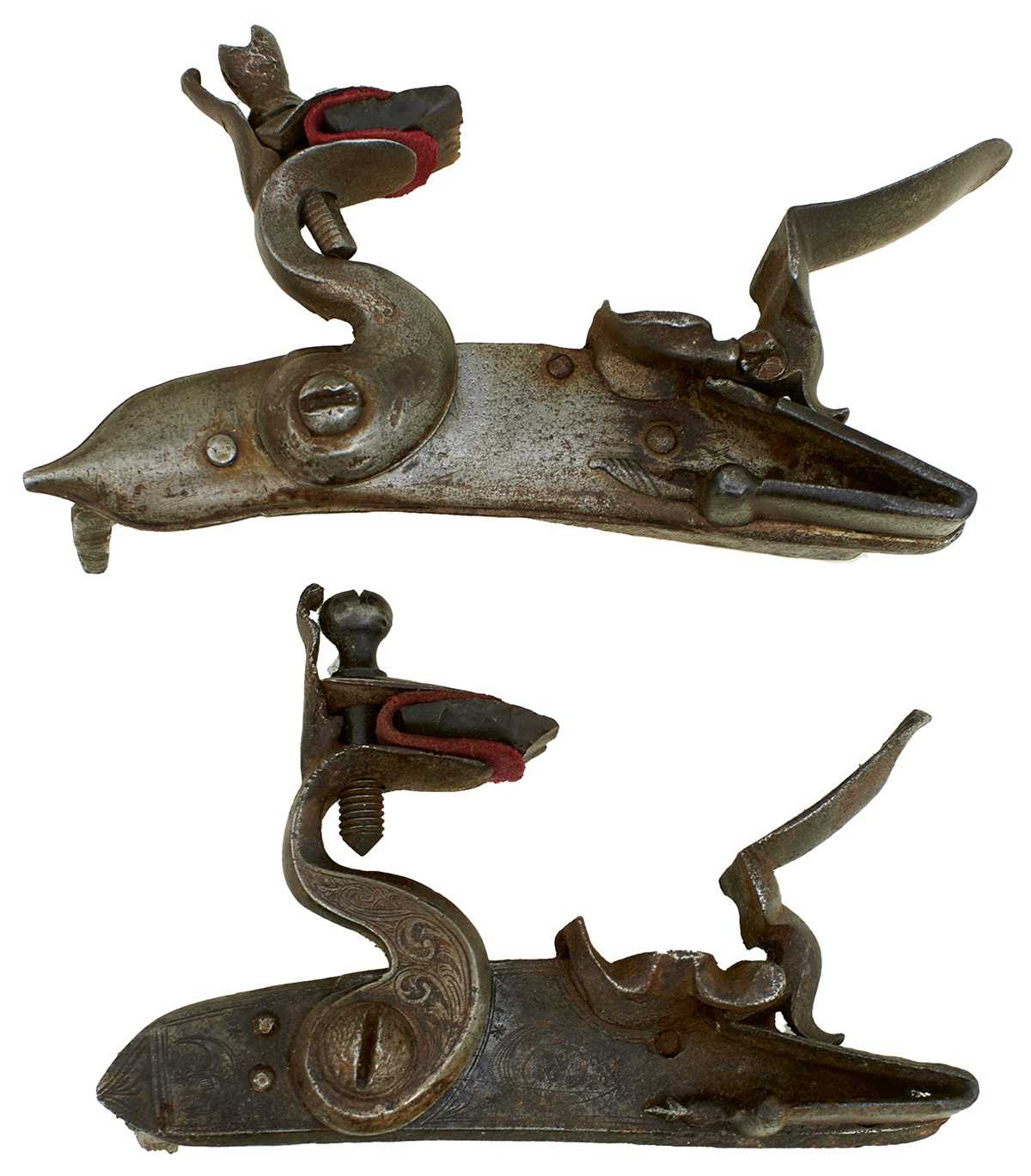 Lot 501 - A SMALL COLLECTION OF FLINT LOCKS,