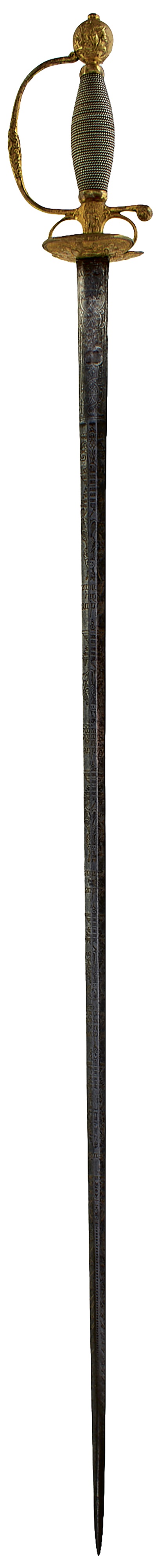 Lot 374 - AN 18TH CENTURY GERMAN BAROQUE HILTED SMALL