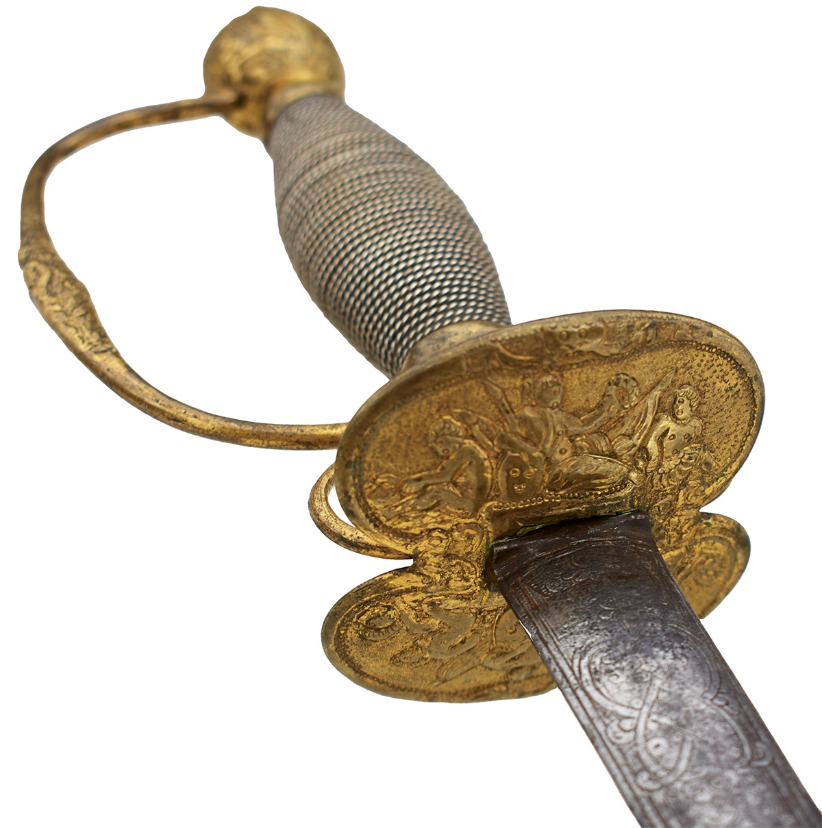 AN 18TH CENTURY GERMAN BAROQUE HILTED SMALL SWORD,