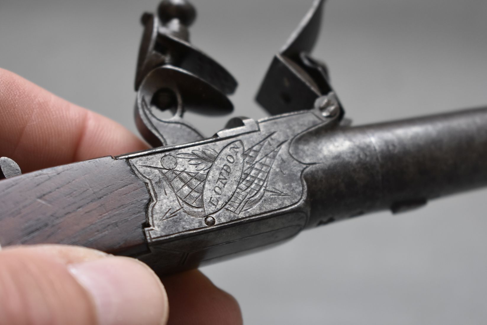 Lot 727 - A 50-BORE FLINTLOCK BOXLOCK POCKET PISTOL,