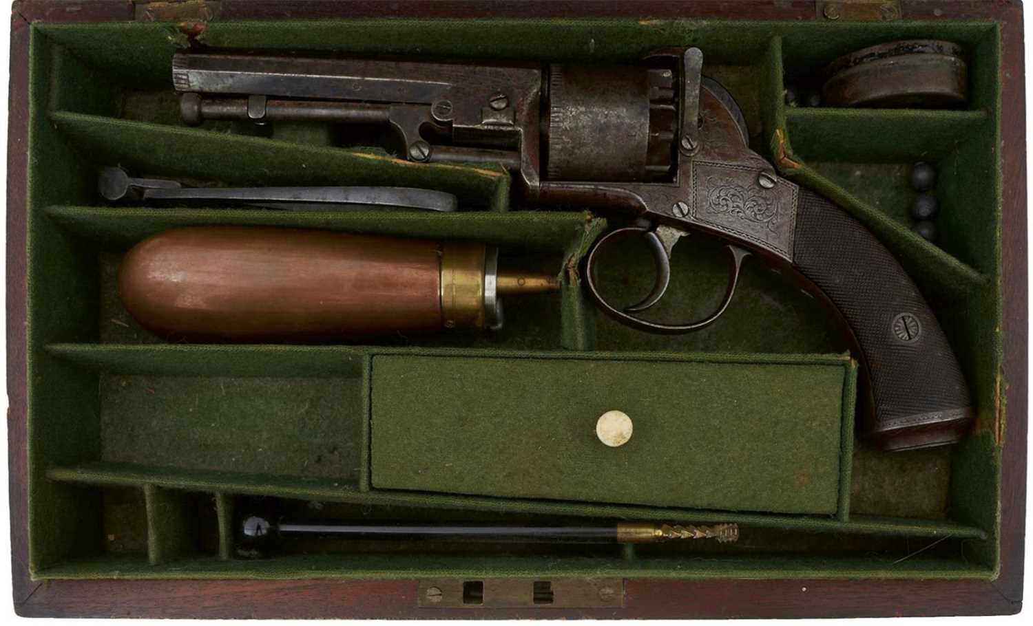 Lot 407 - A CASED 120-BORE SIX-SHOT PERCUSSION WEBLEY