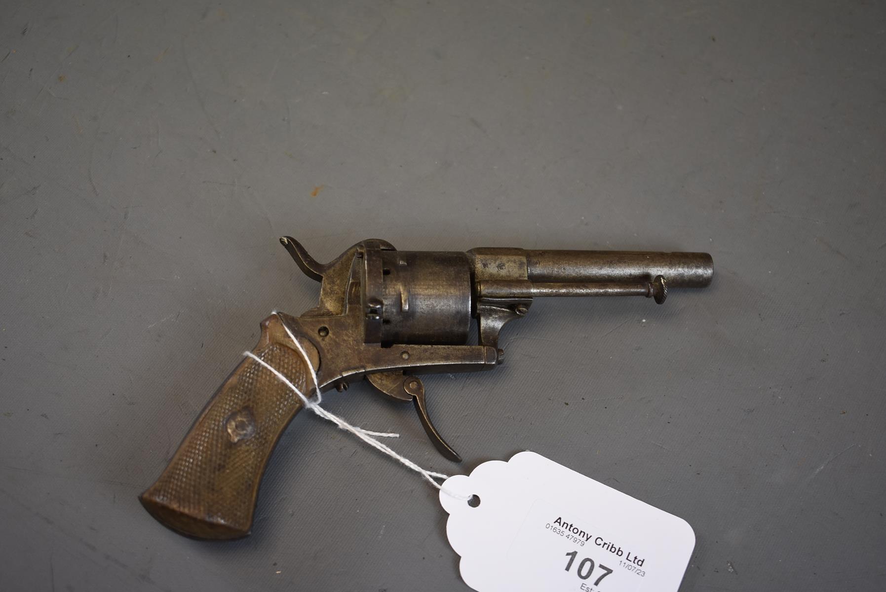 Lot 696 - A 7MM CALIBRE SIX-SHOT BELGIAN PINFIRE