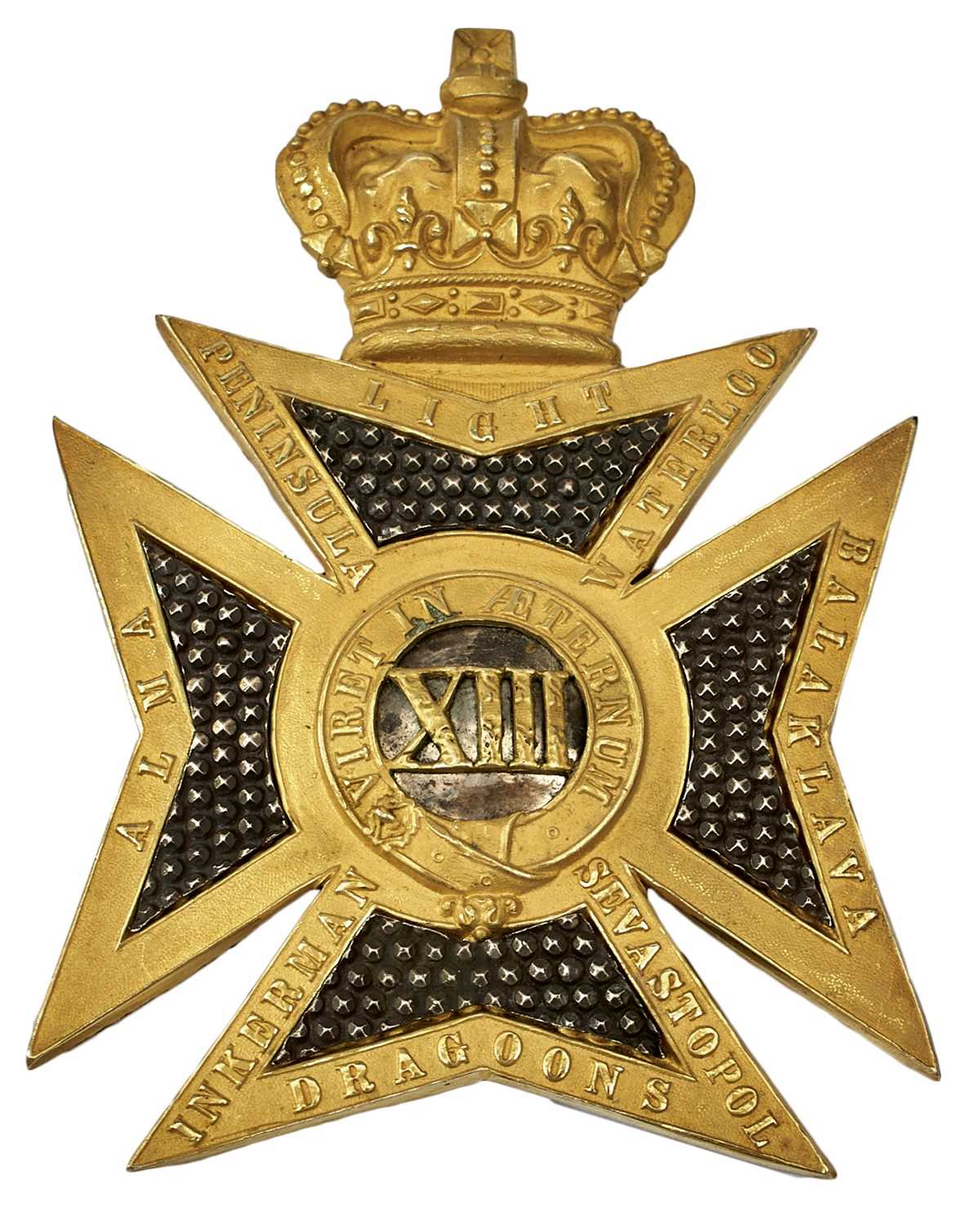 A 13TH LIGHT DRAGOONS 1856 PATTERN OFFICER'S SHAKO