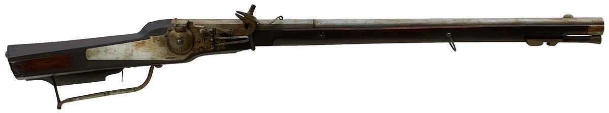 AN 11-BORE GERMAN WHEEL-LOCK RIFLE,