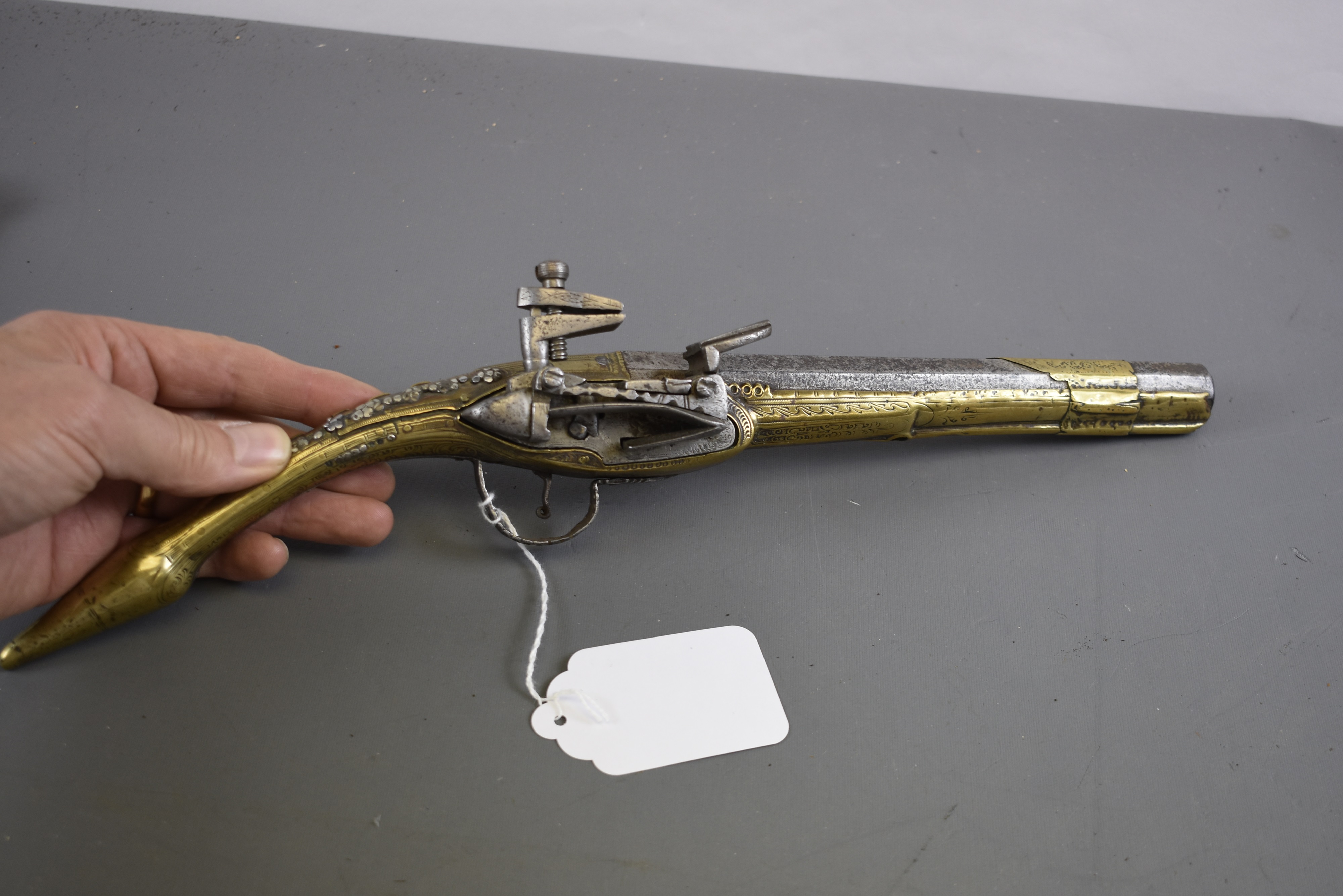 Lot 165 - AN 18-BORE ALBANIAN "RAT'S TAIL" HOLSTER