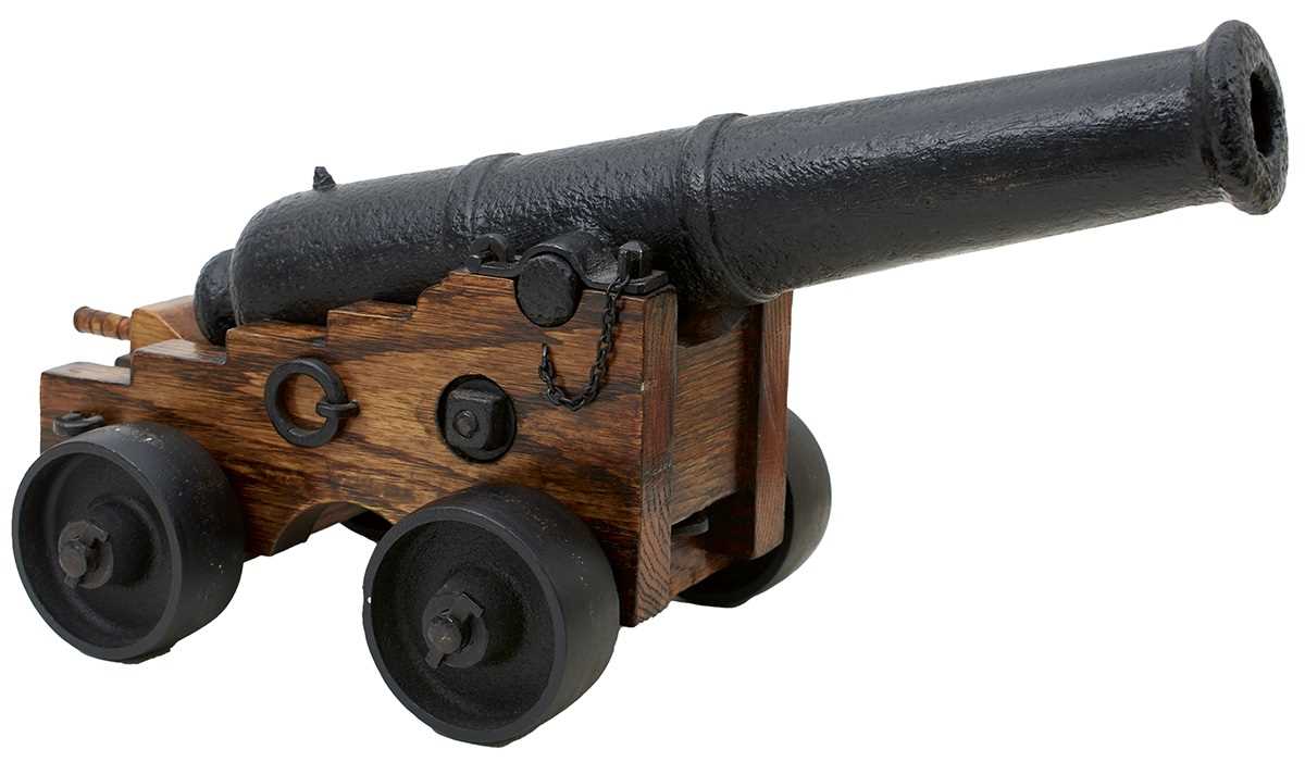 Lot 876 - A 7-BORE CAST IRON SIGNALLING CANNON,