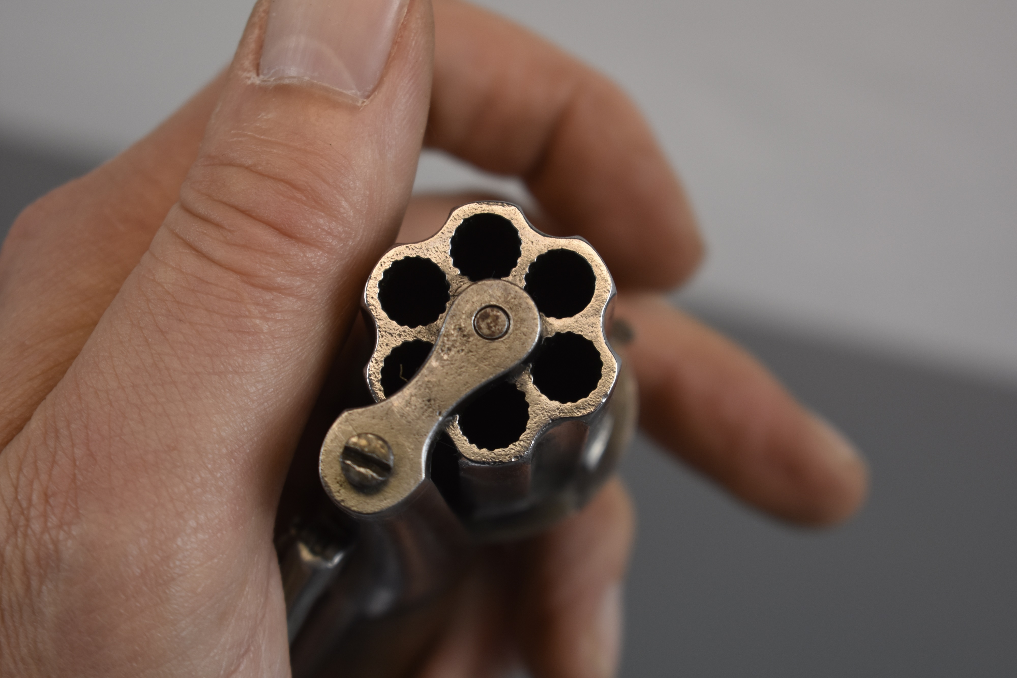 Lot 347 - A 7MM CALIBRE SIX-SHOT RIFLED PINFIRE