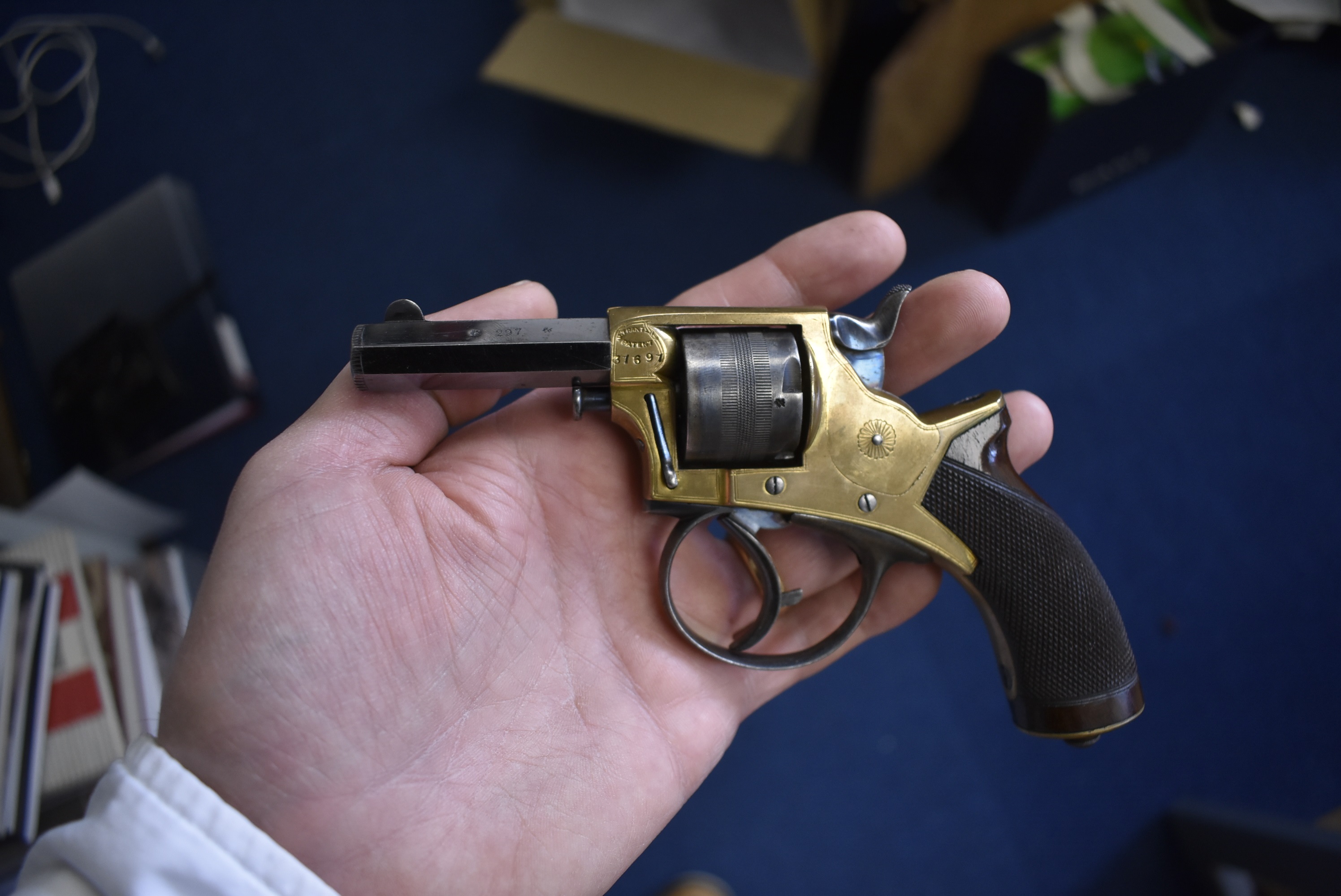 Lot 350 - A GOOD CASED .297 CALIBRE RIMFIRE OBSOLETE