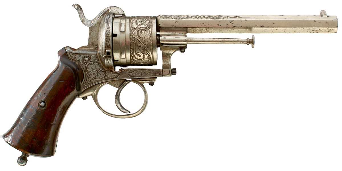 Lot 410 - A DELUXE ENGRAVED 11MM SIX-SHOT PINFIRE