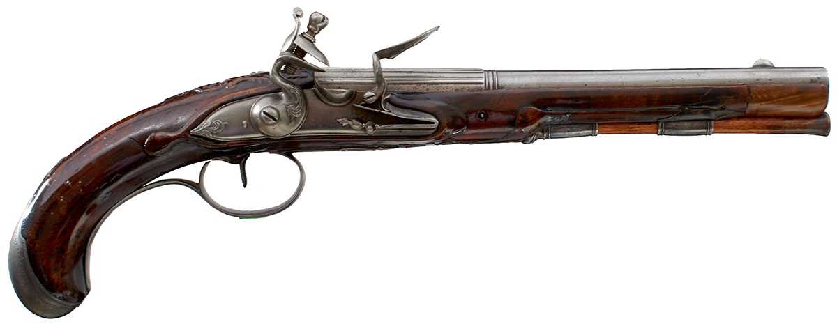 Lot 219 - A 28-BORE ITALIAN FLINTLOCK HOLSTER PISTOL