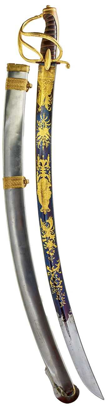 Lot 617 - AN UNUSUAL GEORGIAN CAVALRY OFFICER'S SWORD,