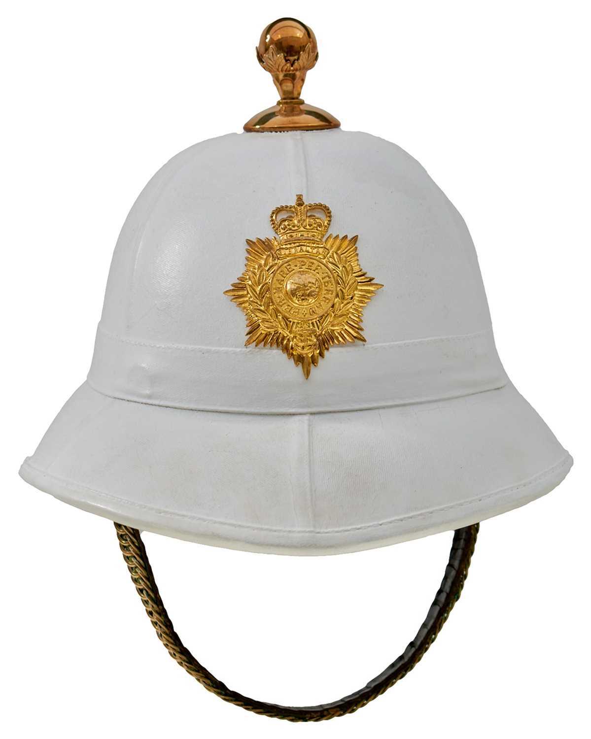 AN EIIR ROYAL MARINES PITH HELMET TO SERGEANT EDWARD