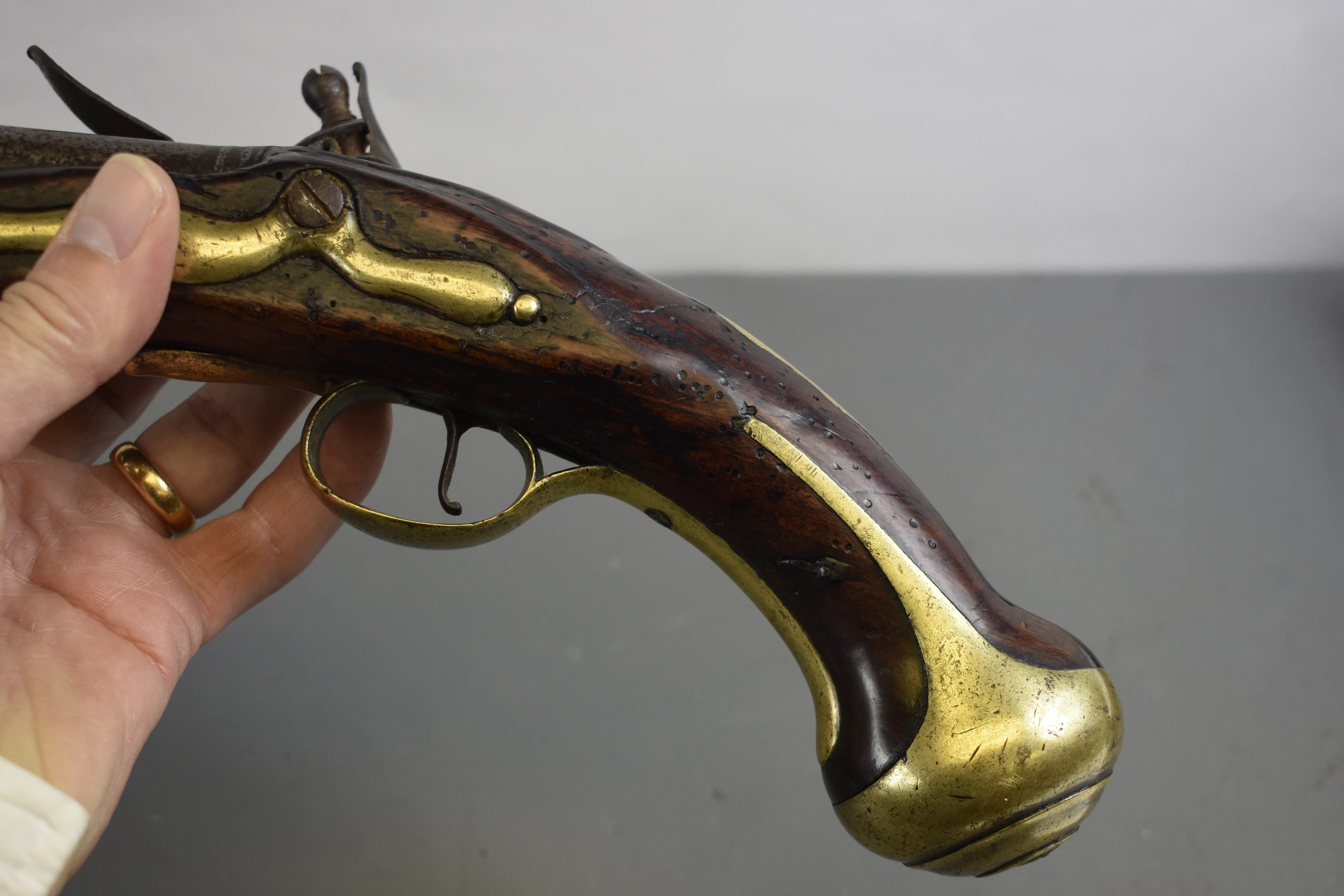 Lot 282 - A .600 CALIBRE FLINTLOCK DRAGOON PISTOL BY