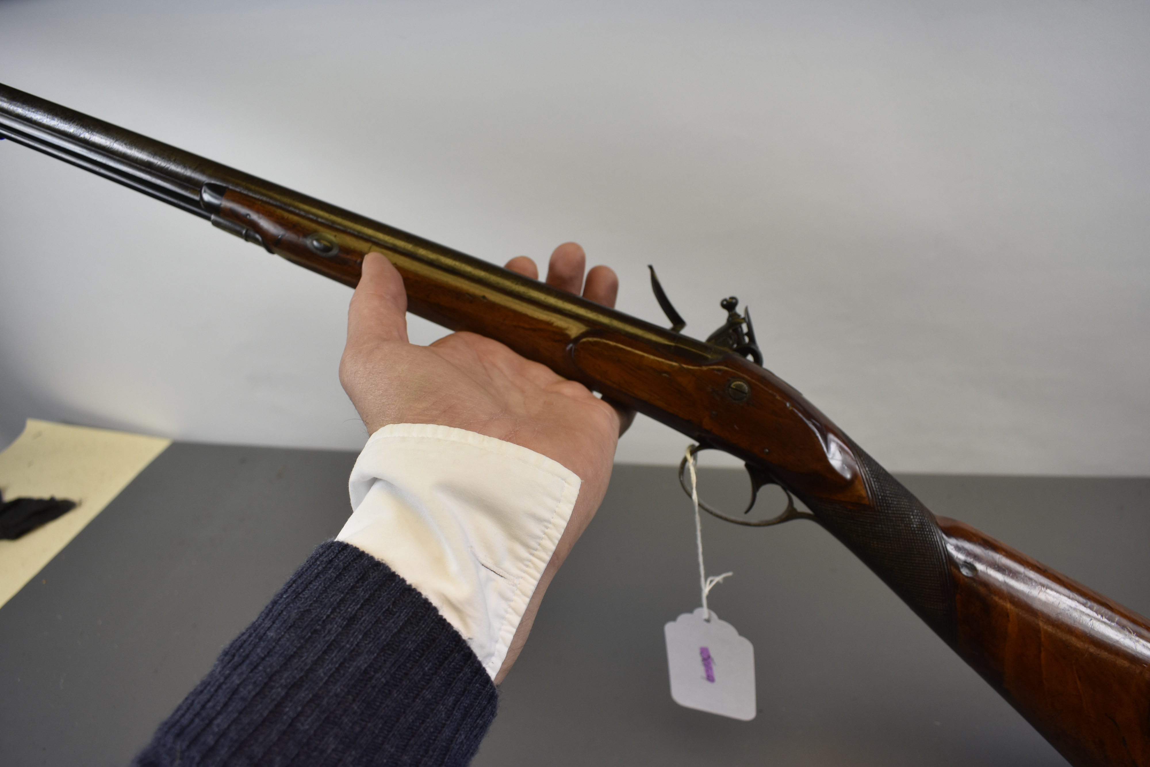 Lot 216 - A VERY RARE 32-BORE FLINTLOCK LARK GUN BY
