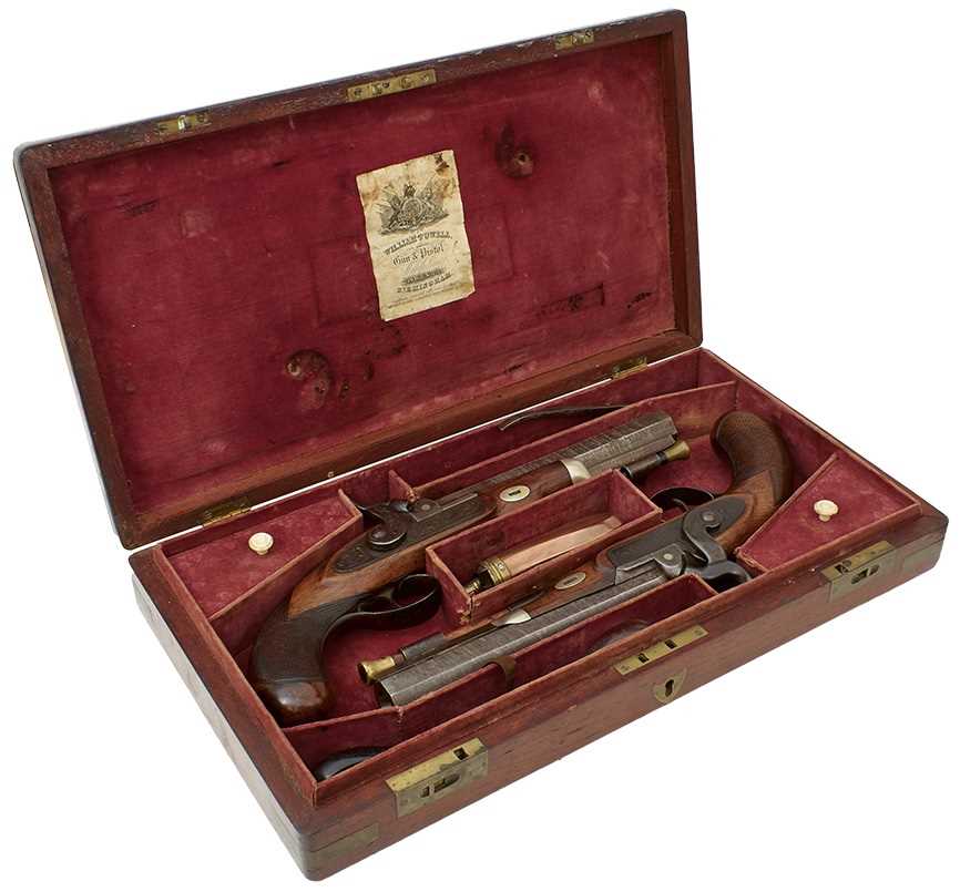 Lot 231 - A CASED PAIR OF .650 CALIBRE PERCUSSION