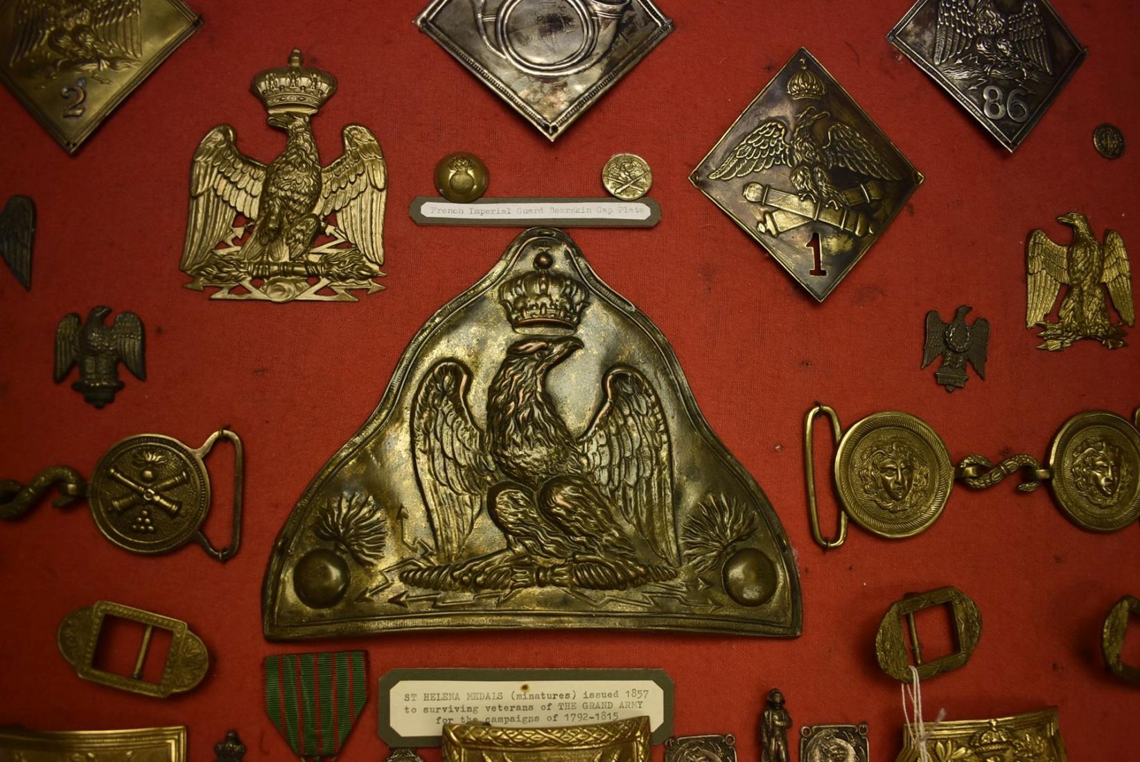 Lot 735 - COPY IMPERIAL FRENCH SHAKO PLATES, FUR CAP